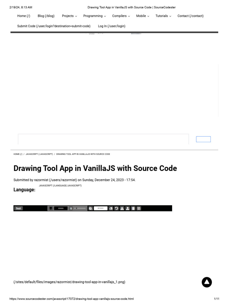 Drawing Tool App in VanillaJS With Source Code - SourceCodester | PDF | Web Application | Mobile App