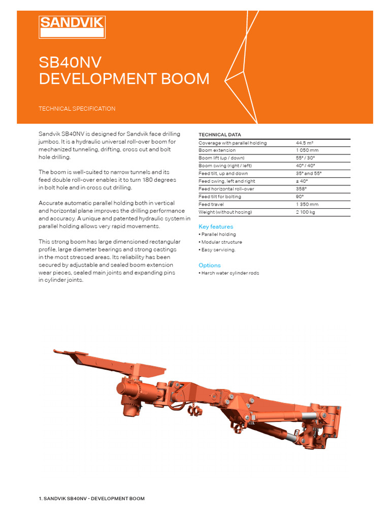Sandvik SB40NV Boom TS2-257 - 01 | PDF | Equipment | Tools