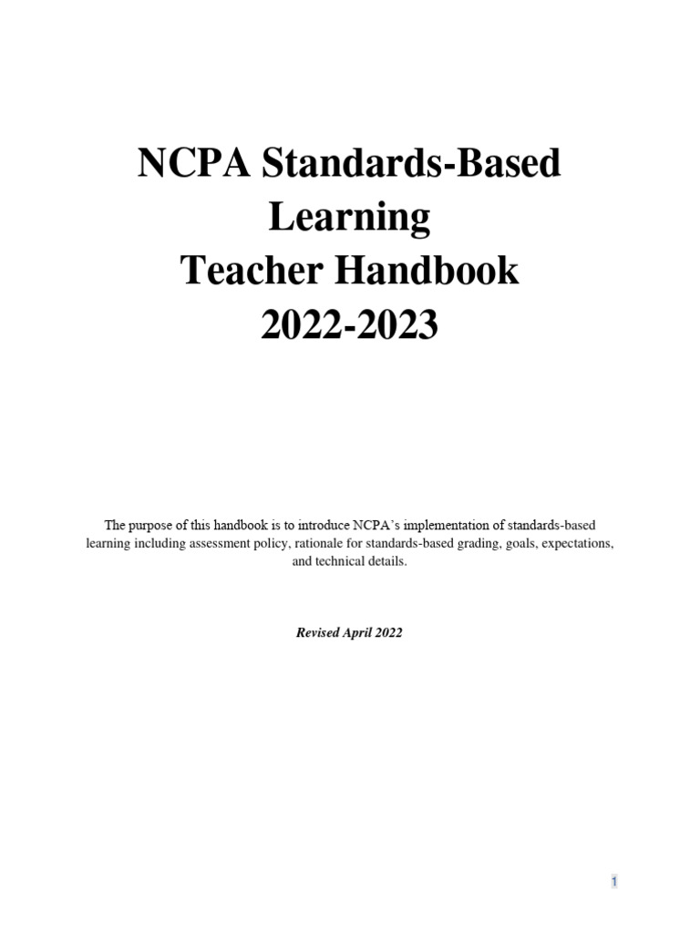 2022-2023 NCPA Standard-Based Learning Teacher's Manual | PDF | Educational Assessment ...
