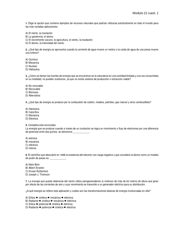 Módulo 21 Cuest 1 | PDF | Gases de efecto invernadero | Energía renovable