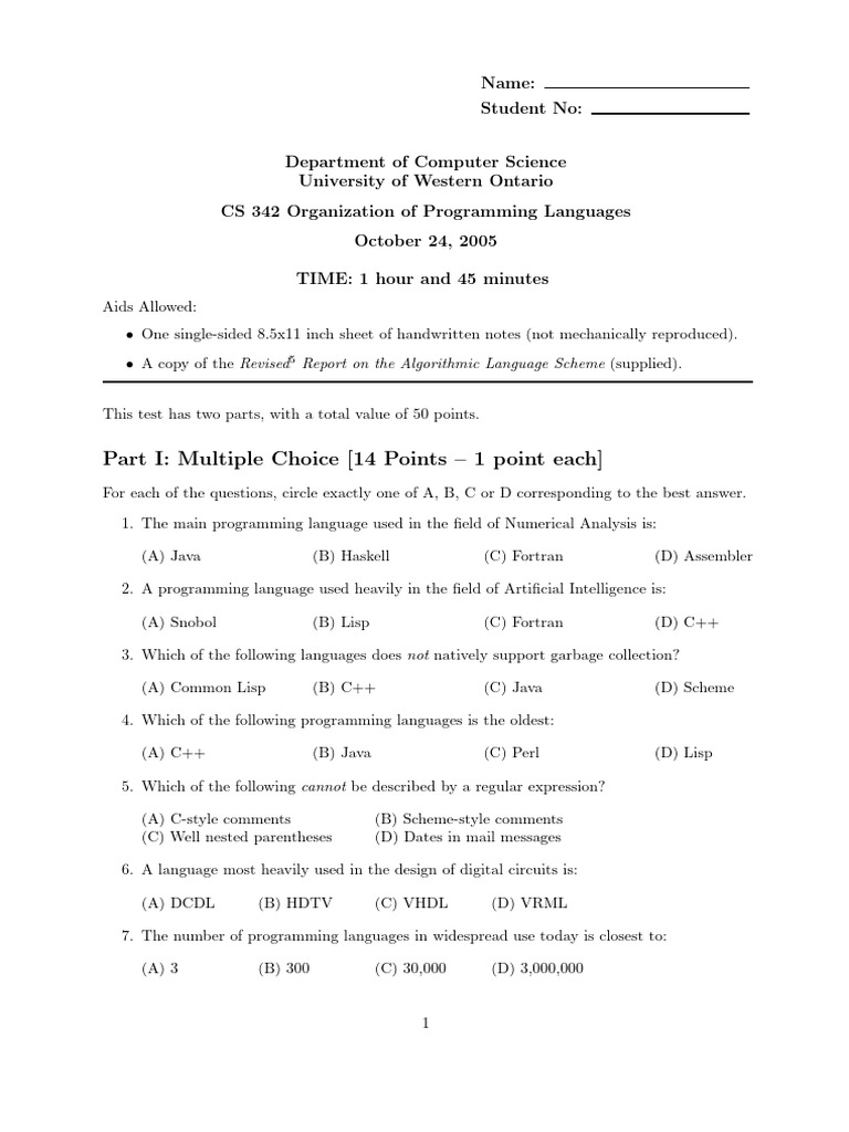 cs342 Old Midterm | PDF | Scheme (Programming Language) | Applied Mathematics