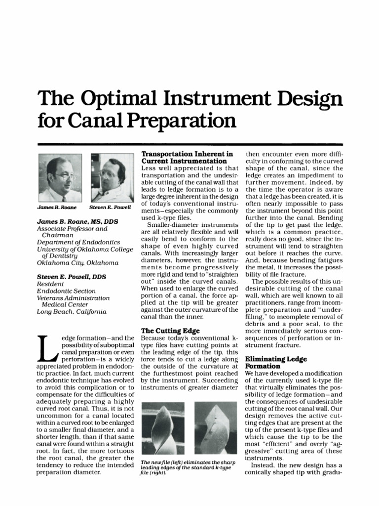 The Optimal Instrument Design For Canal Preparation. | PDF | Foreign ...
