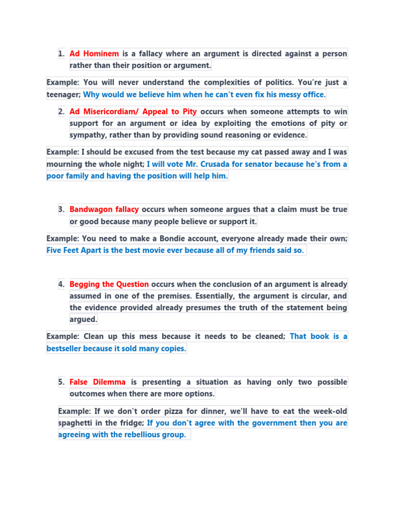 Logical Fallacies | PDF | Argument | Fallacy