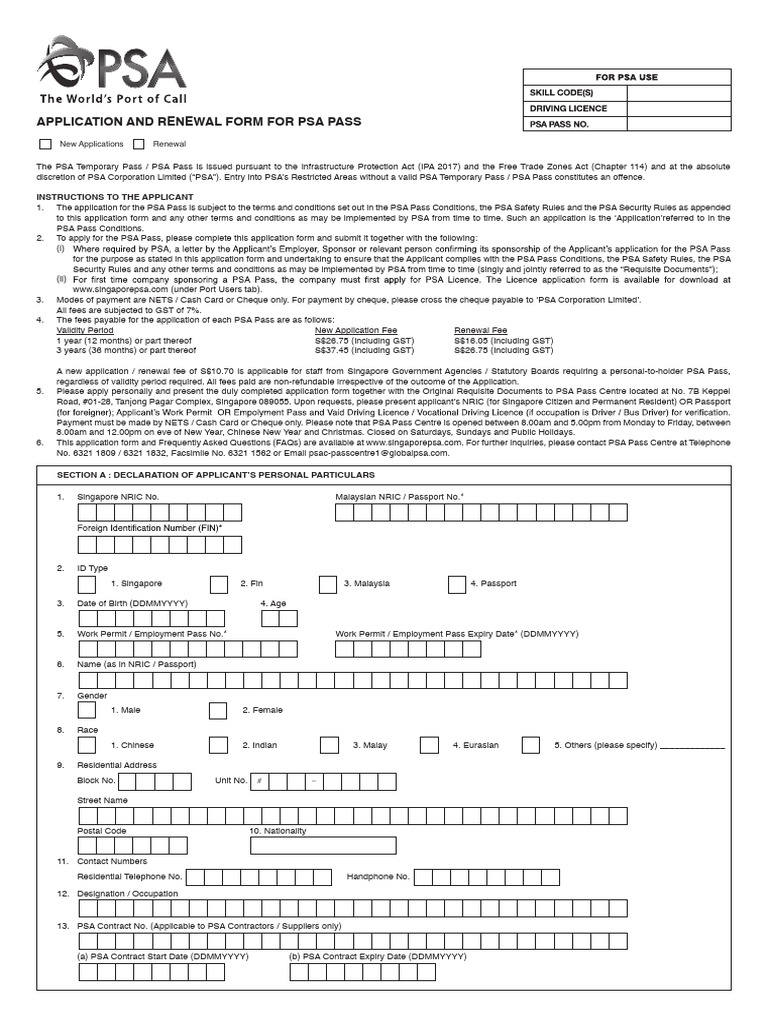 PSApass Renewal Form | PDF | Safety | Cheque