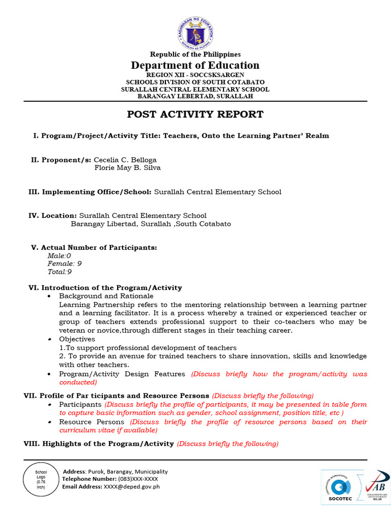 Slac Post Activity Report | PDF | Teachers | Educational Technology