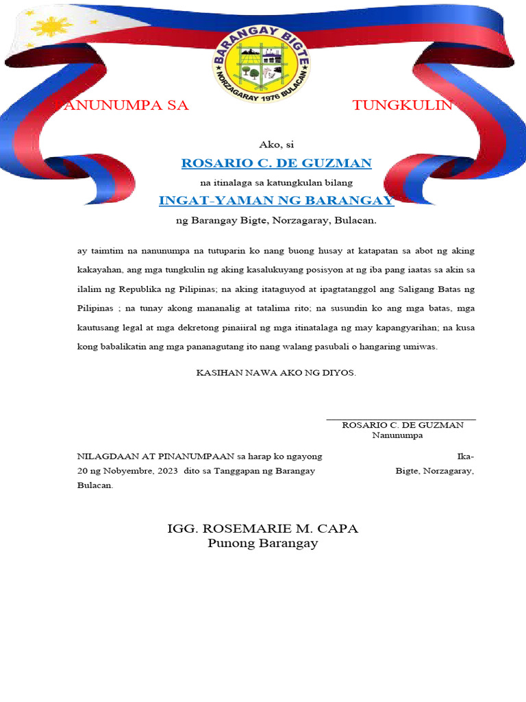 Panunumpa Sa Tungkulin Sec | PDF
