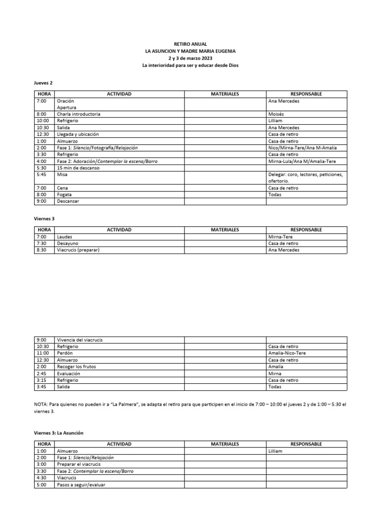 Retiro Anual La23 | PDF
