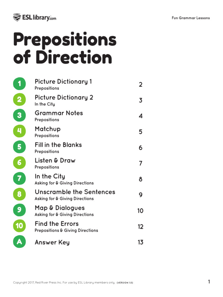 116 Prepositions-of-Direction Can | PDF | Linguistics | Grammar