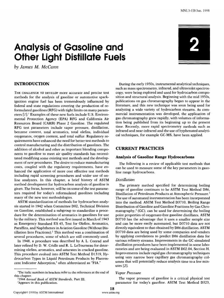 Analysis of Gasoline and Other Light Distillate Fuels: by James M ...