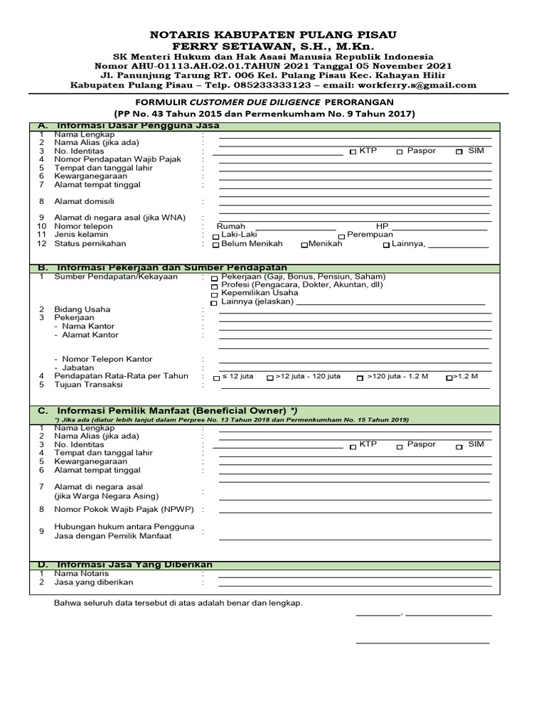 Form CDD Perorangan | PDF