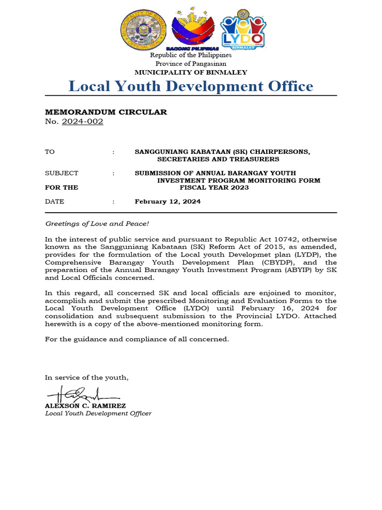 Annual Barangay Youth Program Submission | PDF | Social Science