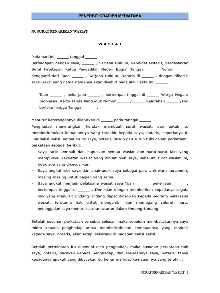 Surat Penarikan Wasiat | PDF | Ilmu Sosial