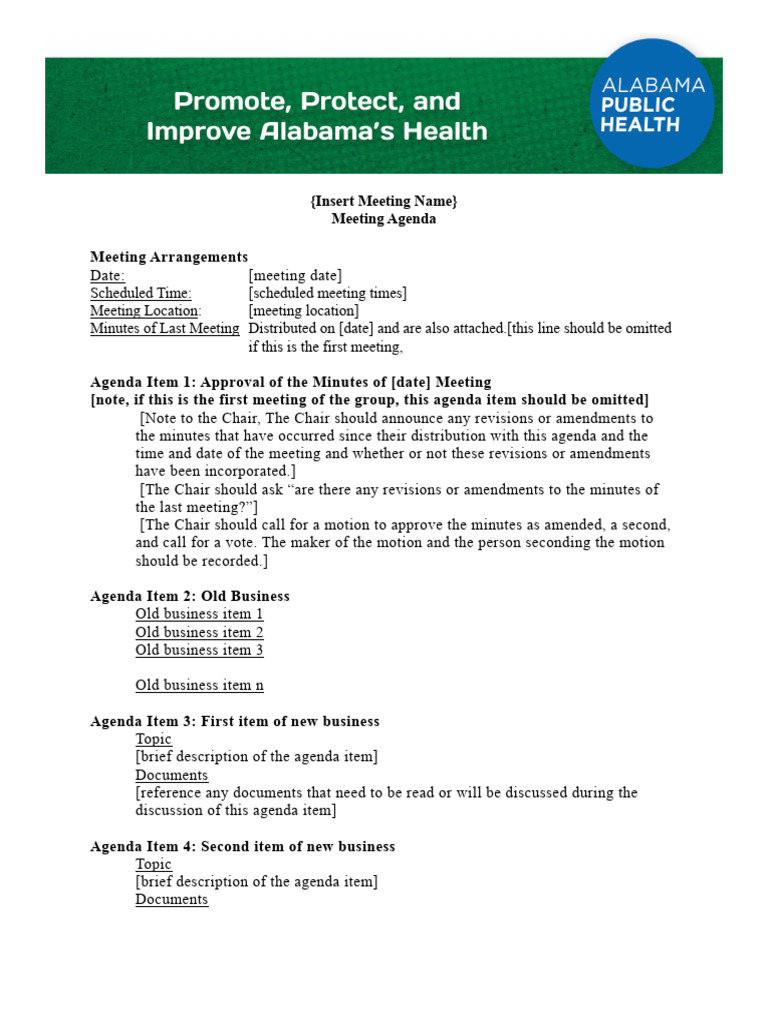 Initial Planning Meeting Agenda | PDF