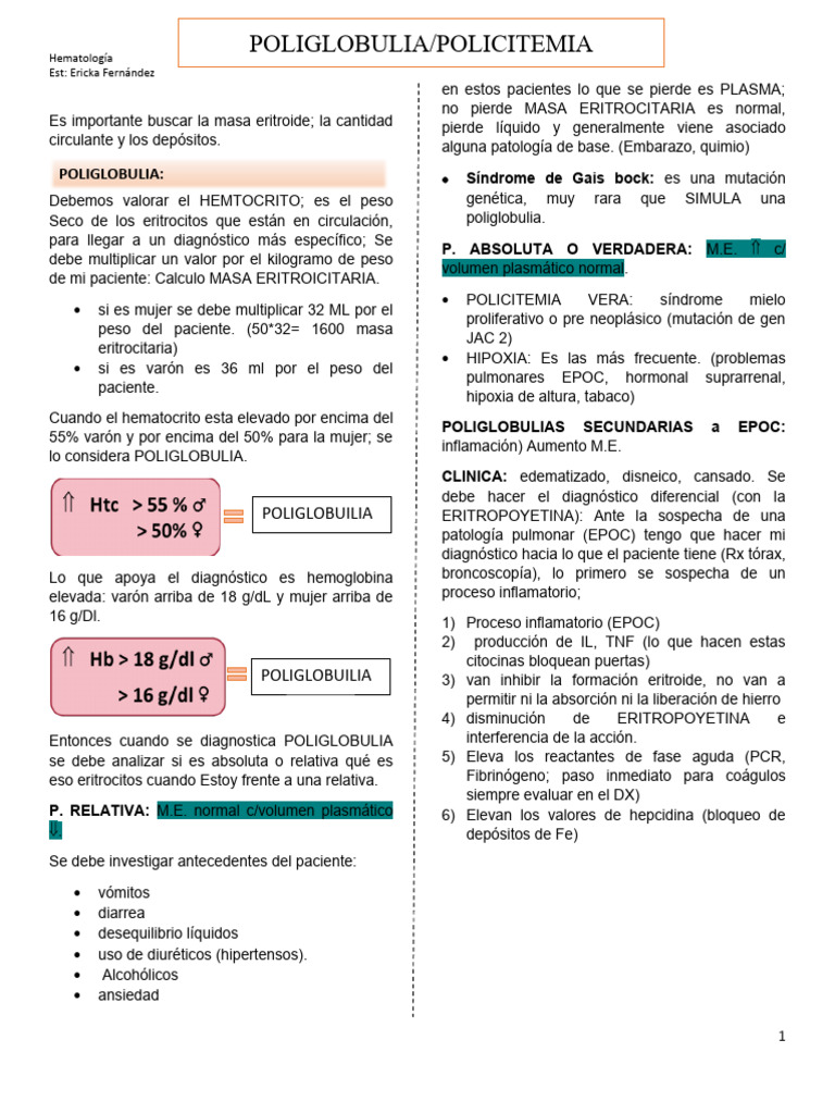 Diagnóstico y Tratamiento de Poliglobulia | PDF | Medicina | Causas de ...