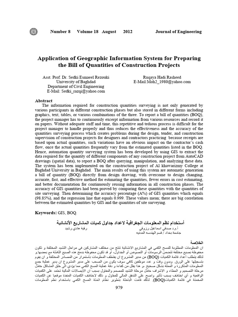Application of Geographic Information System For Preparing The Bill of ...