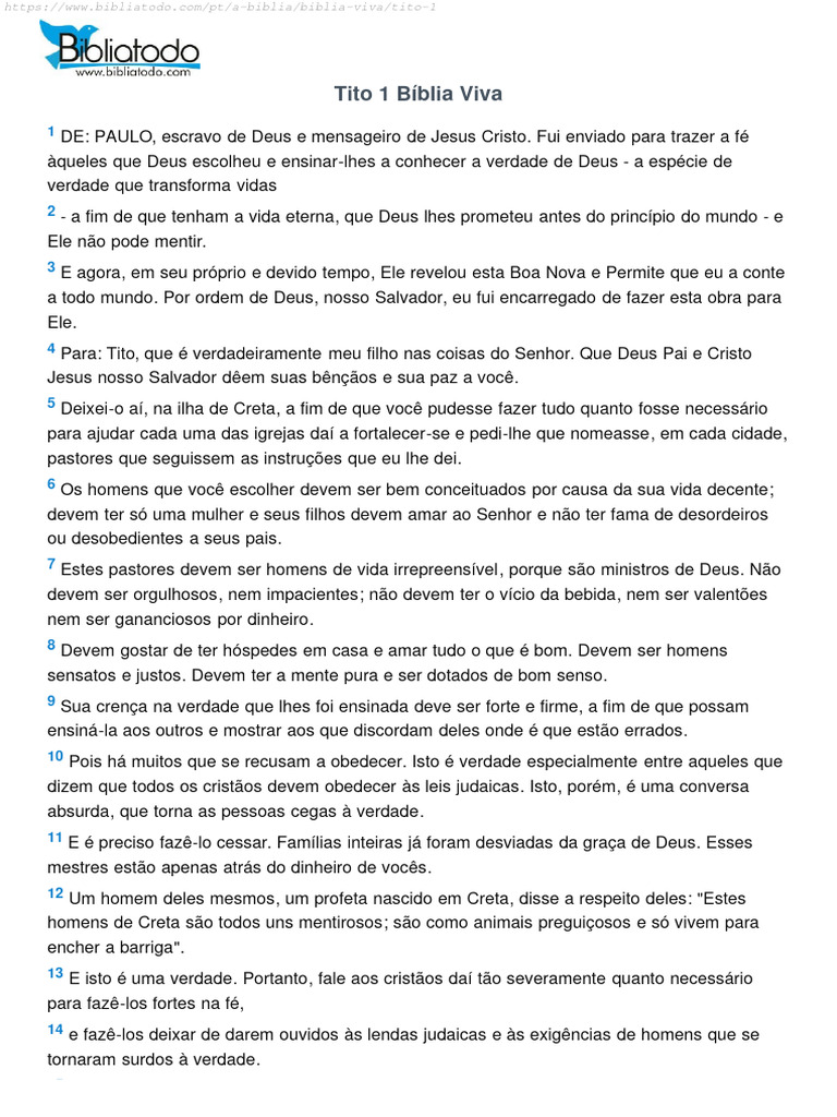 Tito 1 Bíblia Viva | PDF | Deus | Jesus