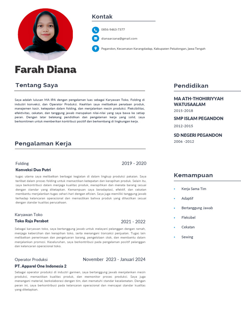 CV Farah Diana | PDF