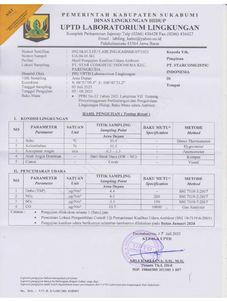 Hasil Lab Semester I 2023 | PDF