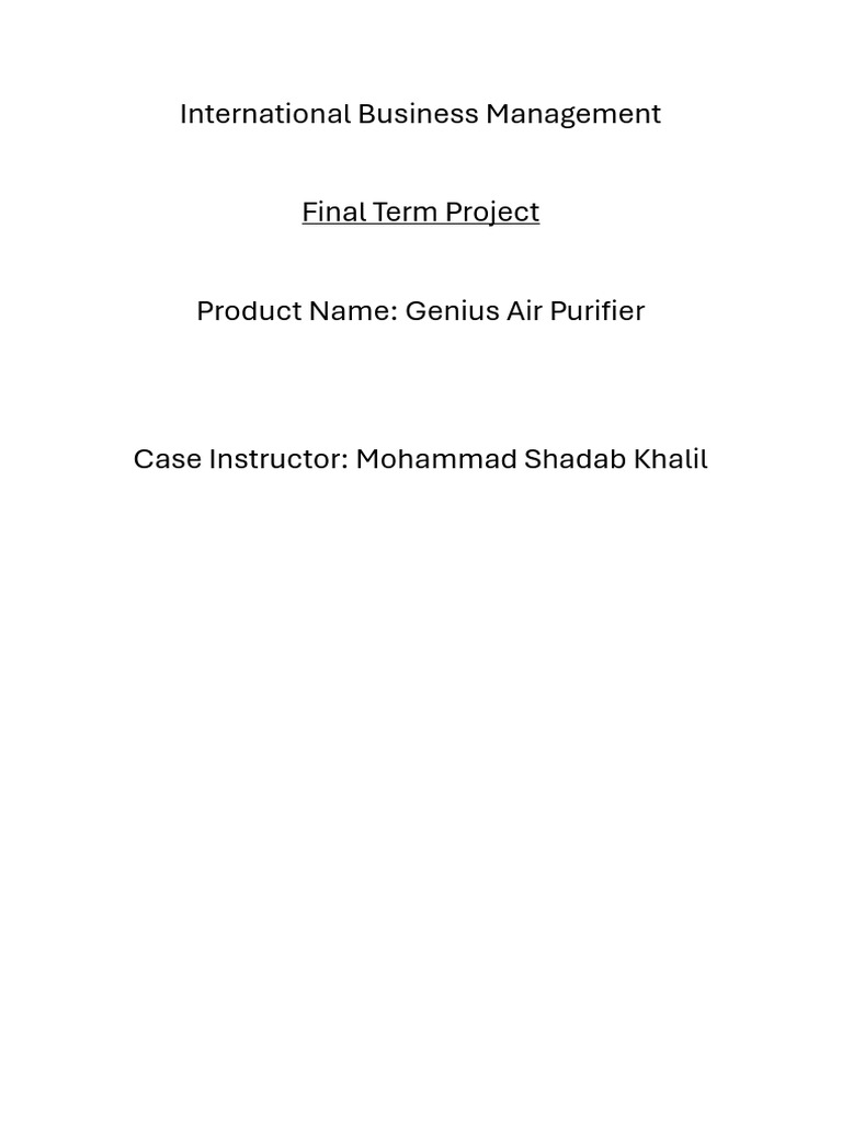 Genius Air Purifier Paper PDF | PDF | Air Pollution | Joint Venture