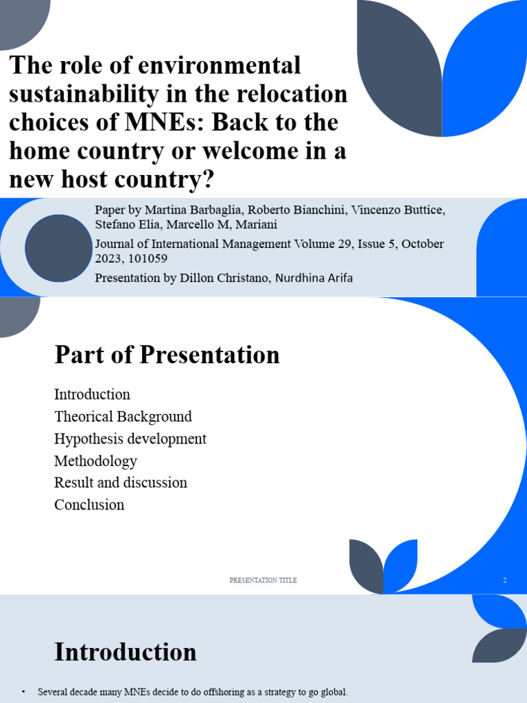 The Role of Environmental Sustainability in The Relocation | PDF | Corporate Social ...