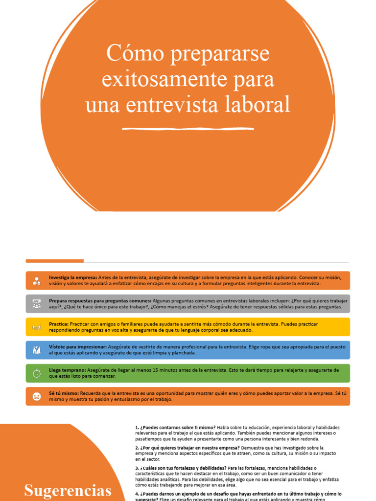 Cómo Prepararse Exitosamente para Una Entrevista Laboral | PDF ...