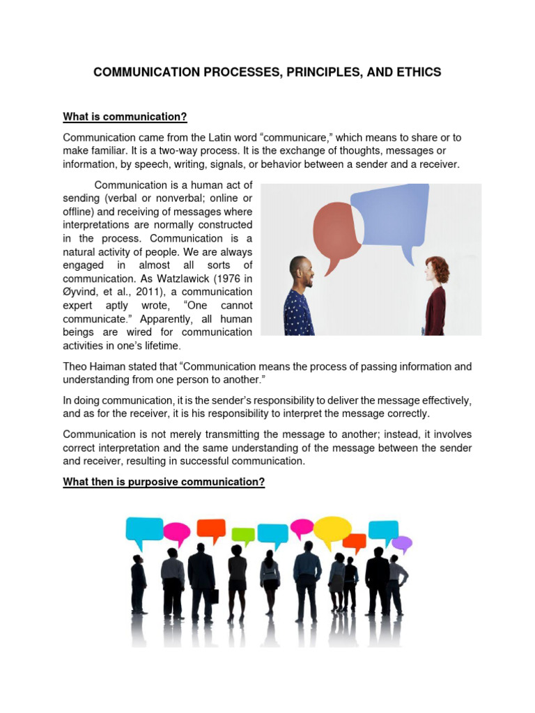Communication Process, Principles and Ethics (Lecture) | PDF | Communication | Psychological ...