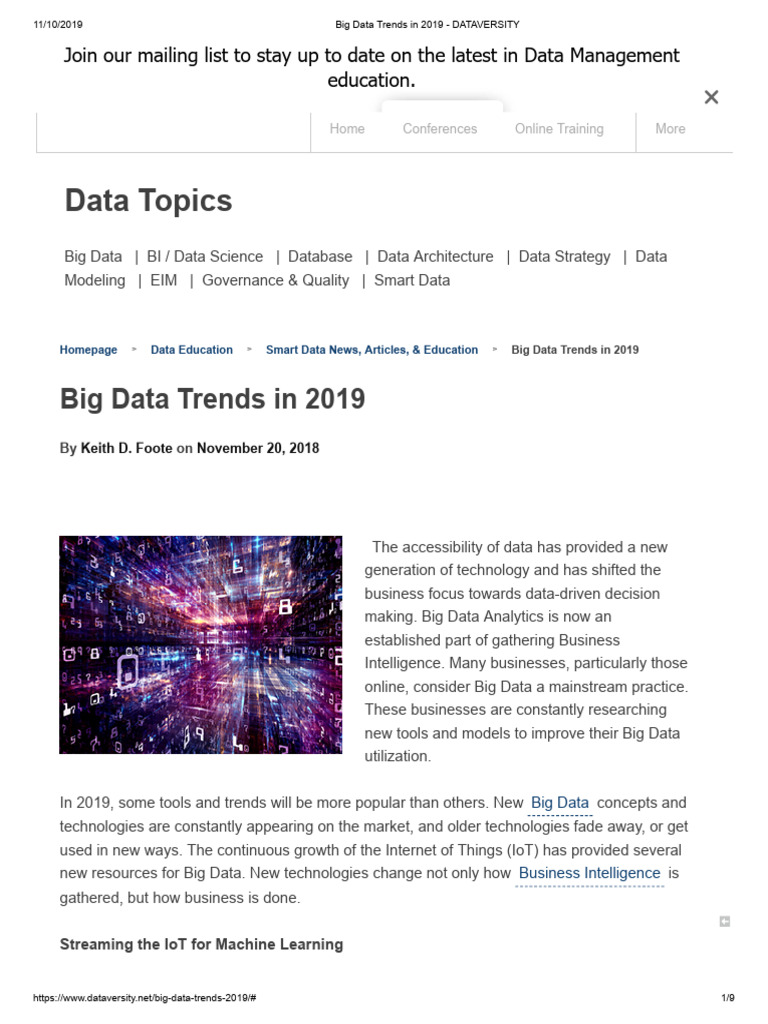 Big Data Trends in 2019 - DATAVERSITY | PDF | Cloud Computing ...