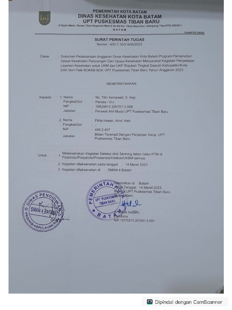 Skrining PTM TGL 15 Maret 2023 | PDF