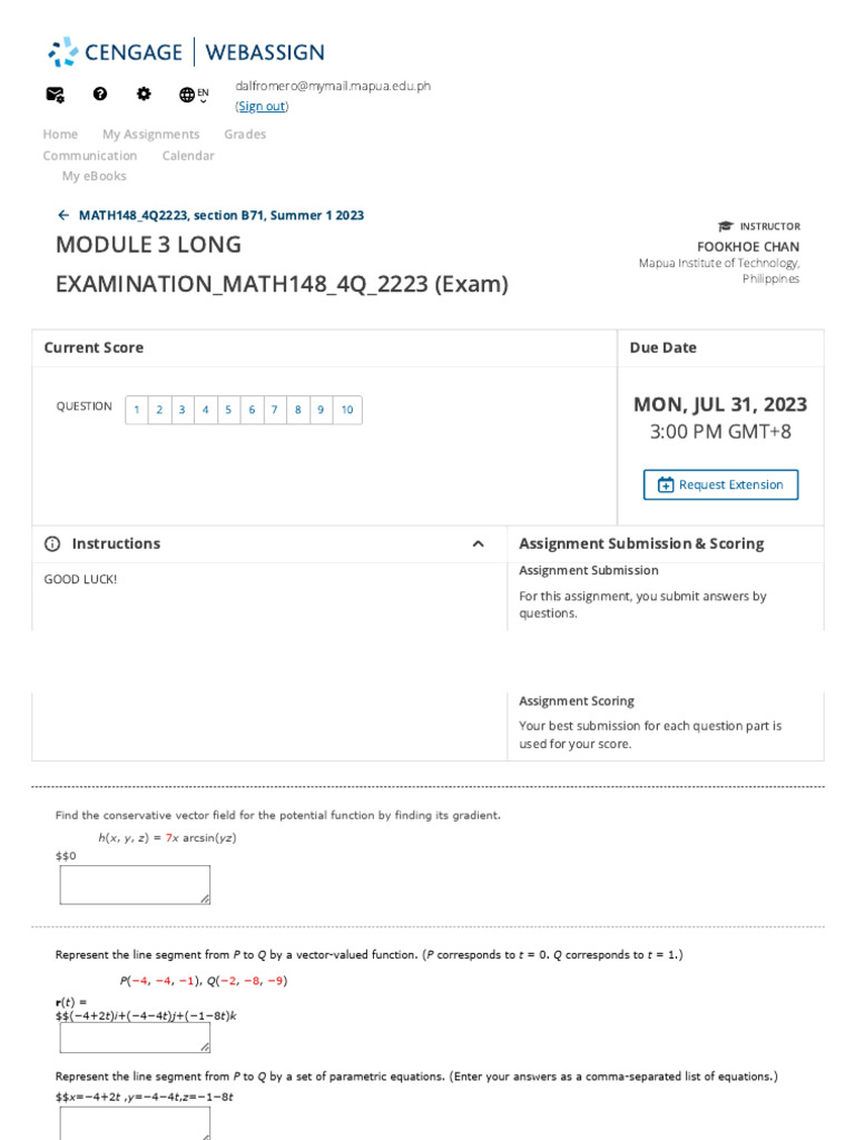 MODULE 3 LONG EXAMINATION - MATH148 - 4Q - 2223 - MATH148 - 4Q2223, Section B71, Summer 1 2023 ...