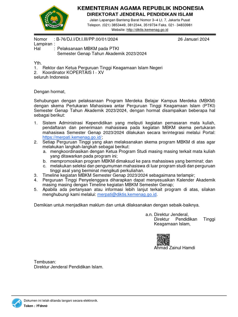 Pelaksanaan MBKM Ptki SMT Genap 2023-2024 | PDF