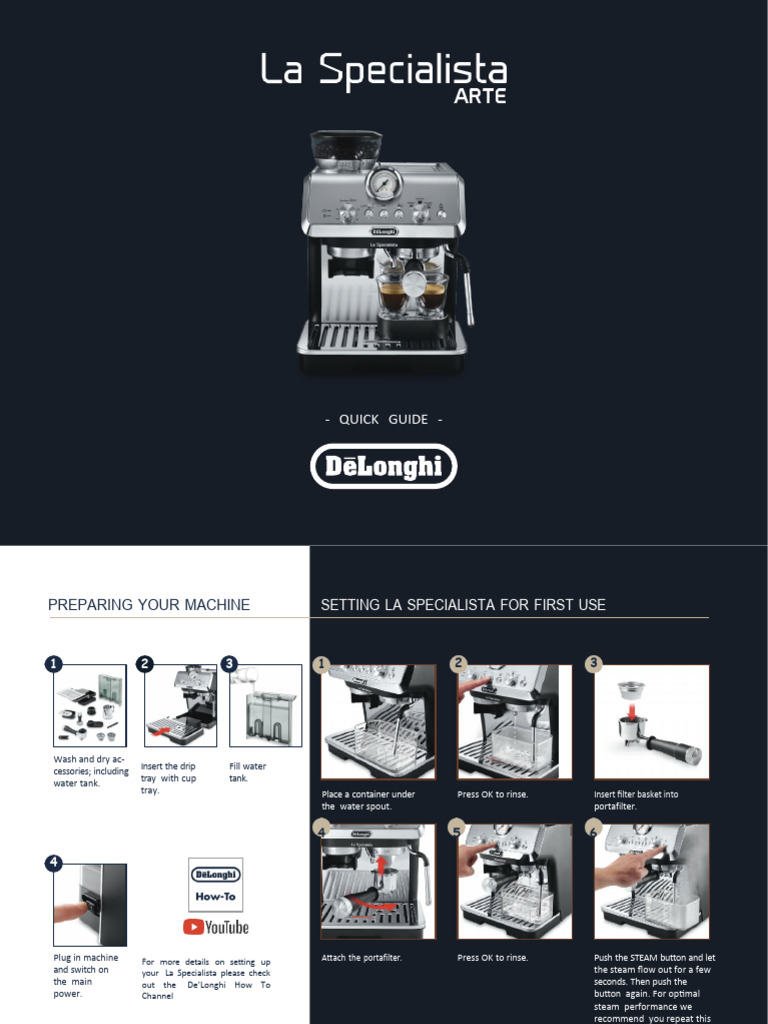 DeLonghi Quick Guide | PDF | Coffee | Milk