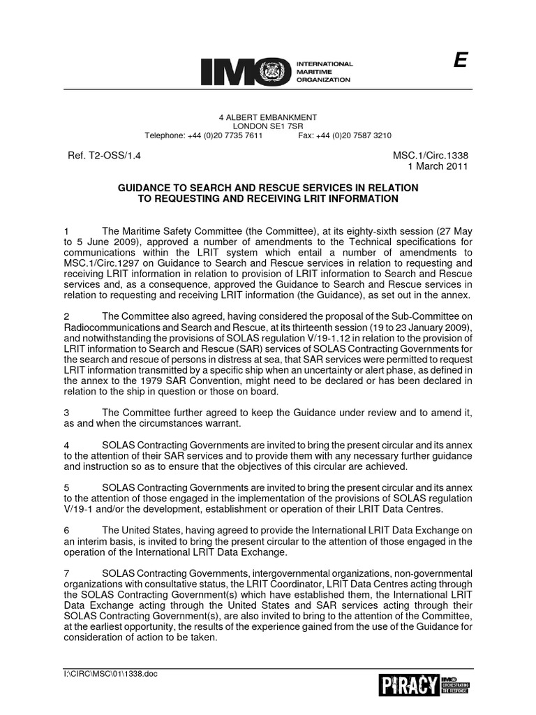 Guidance Lrit Test | PDF | Search And Rescue | Information