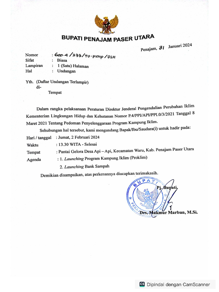 Undangan Launching Proklim | PDF