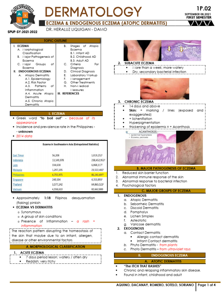 1P.2.1.Derm-Eczema and Endogenous Eczema (AD) Part 1 | PDF | Dermatitis | Allergy