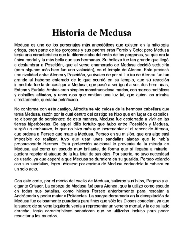 Mito Medusa | PDF | Medusa | Mitología griega