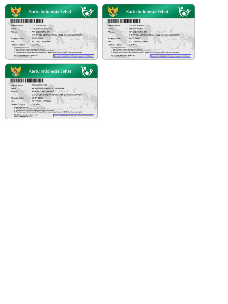Template Cdetak Kartu Bpjs | PDF