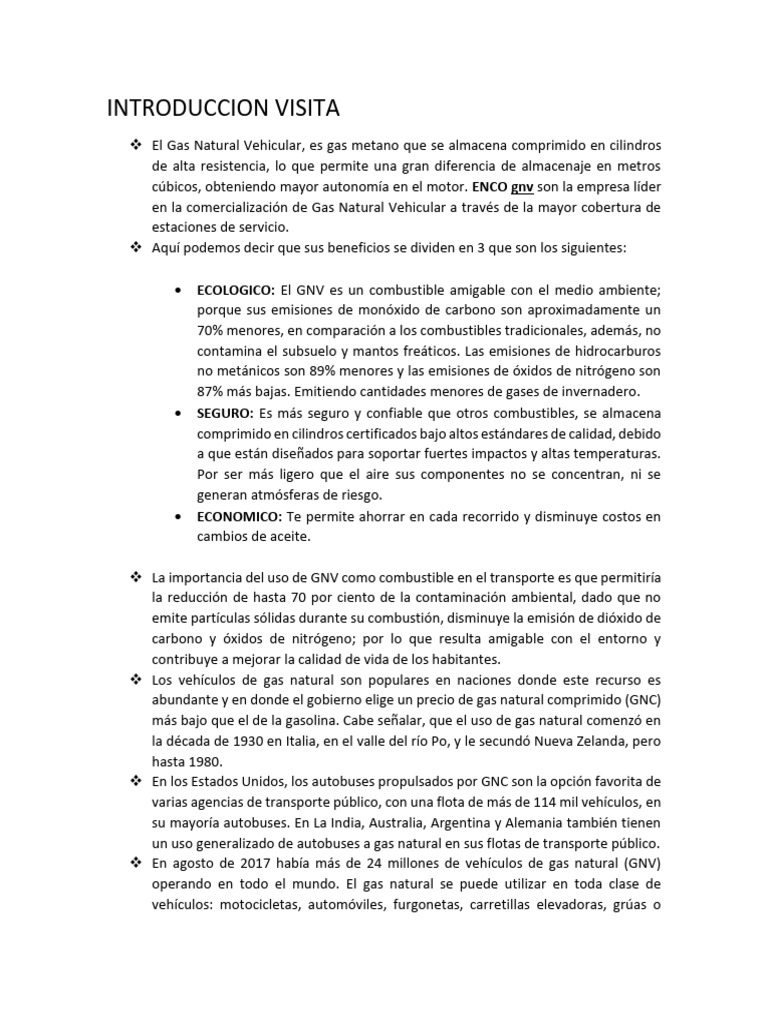 Introduccion Visita | PDF | Gases de efecto invernadero | Gas natural