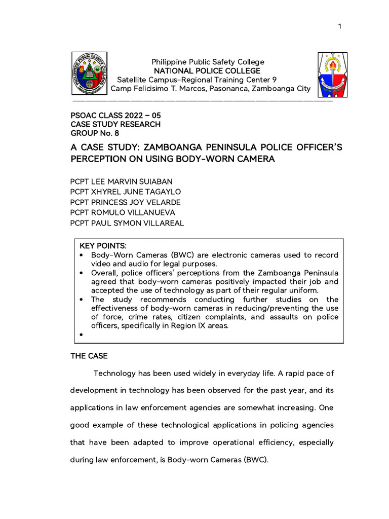Zamboanga Peninsula Police Officers' Perception On Using Body-Worn ...