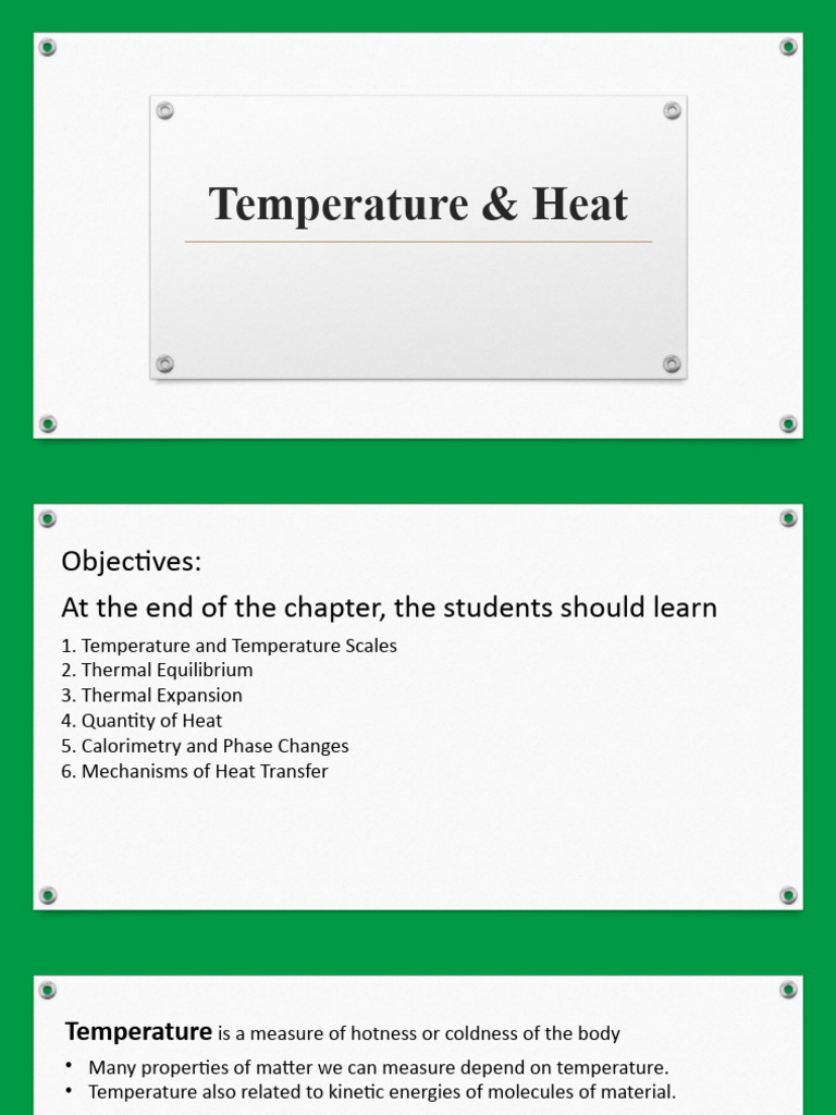 Temperature and Heat | PDF | Temperature | Thermal Conduction