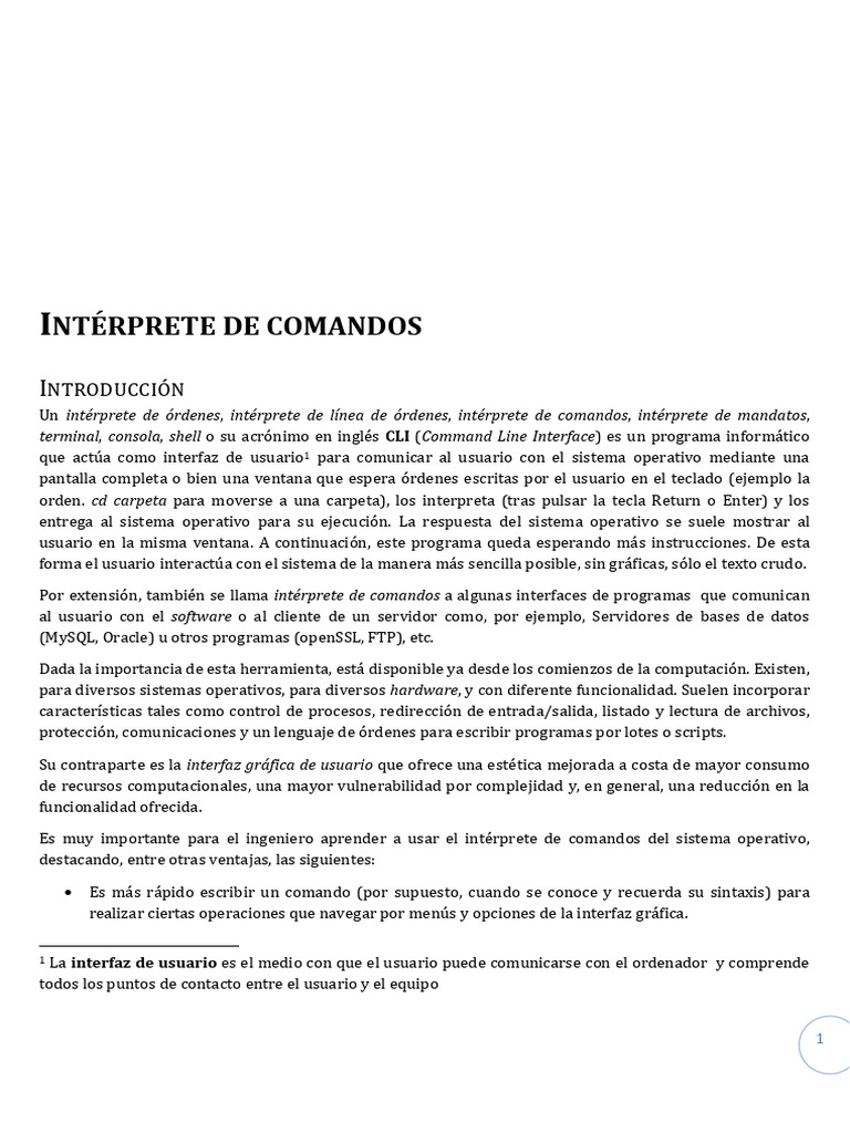 Interprete de Comandos | PDF | Interfaz de línea de comando | Archivo ...