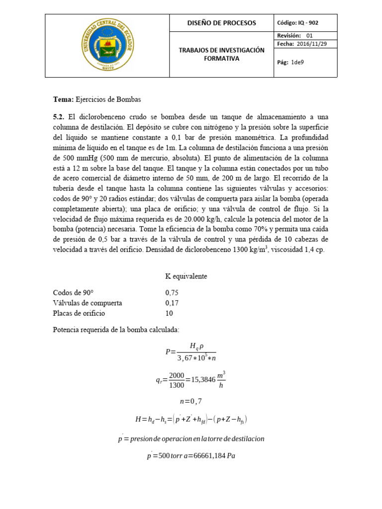 Resolucion de Ejercicios | PDF | Bomba | Líquidos