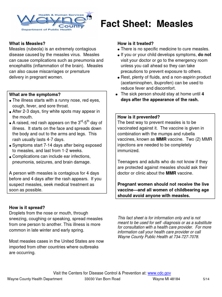 Measles Fact Sheet | PDF | Measles | Pediatrics Measles Fact Sheet | PDF | Measles | Pediatrics