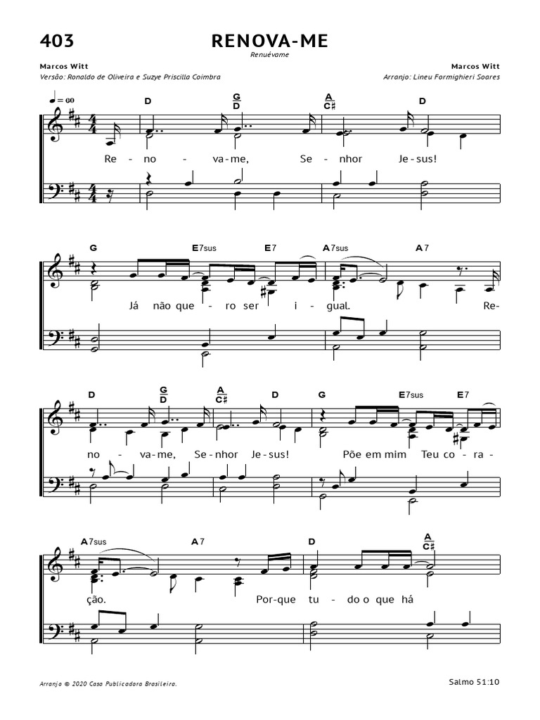 Renova-Me (403) - Hinário Novo - Partitura | PDF
