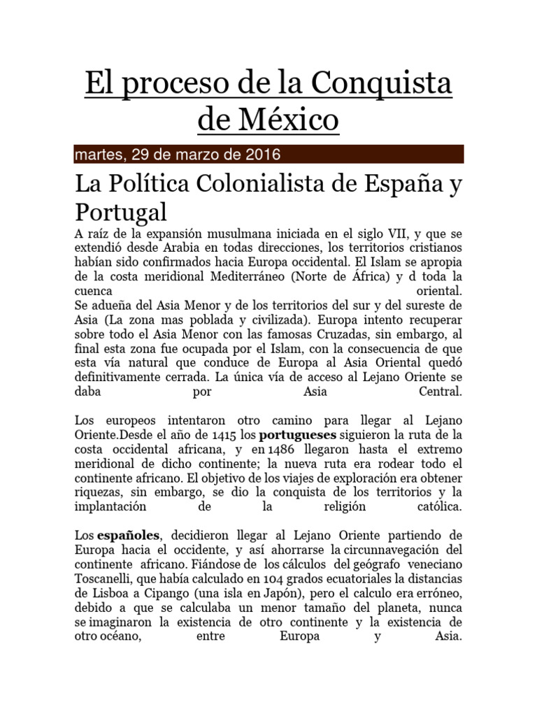 La Conquista de México y sus Causas | PDF | España | Europa