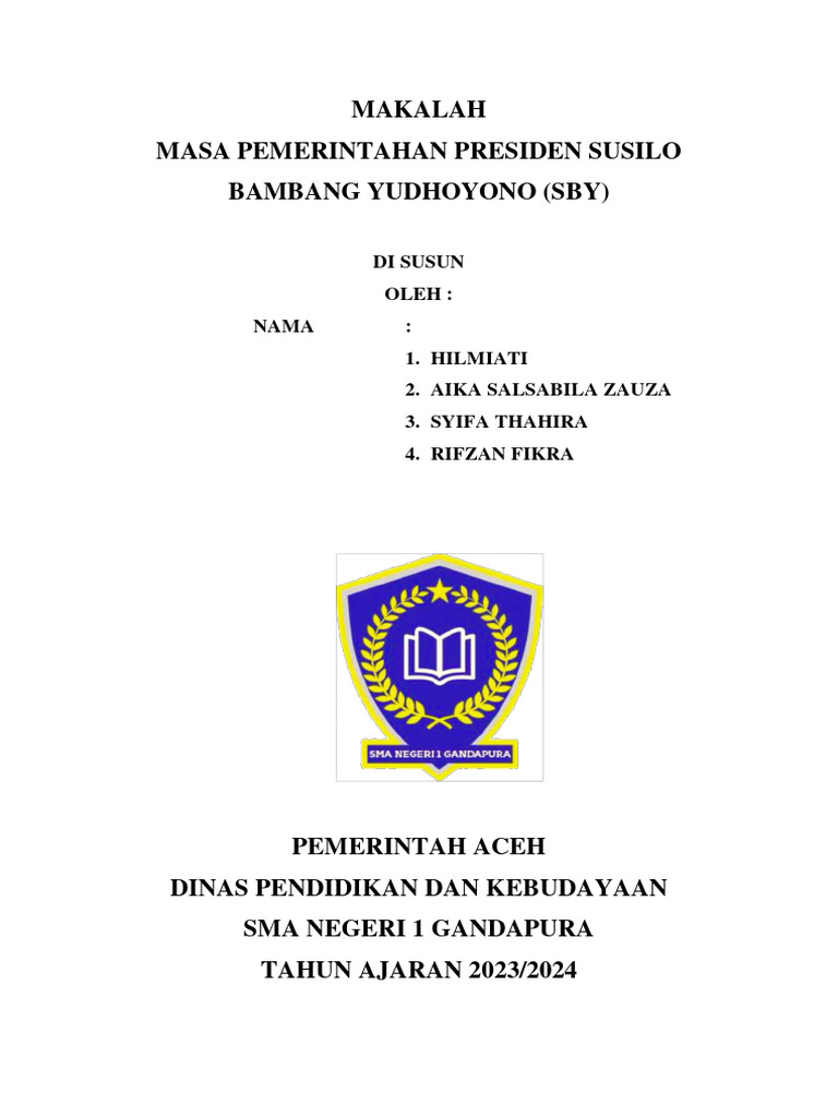 Makalah Masa Pemerintahan Presiden Susilo Bambang Yudhoyono | PDF