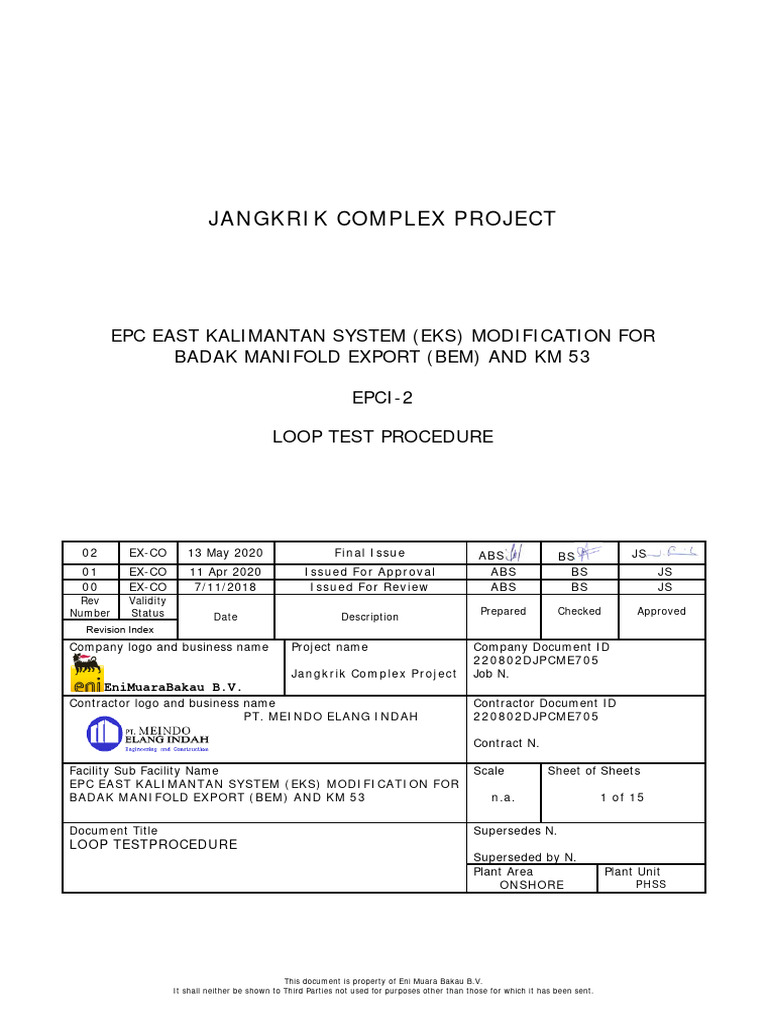 220802DJPCME705 - Rev02 - Loop Test Procedure | PDF | Electrical Wiring ...