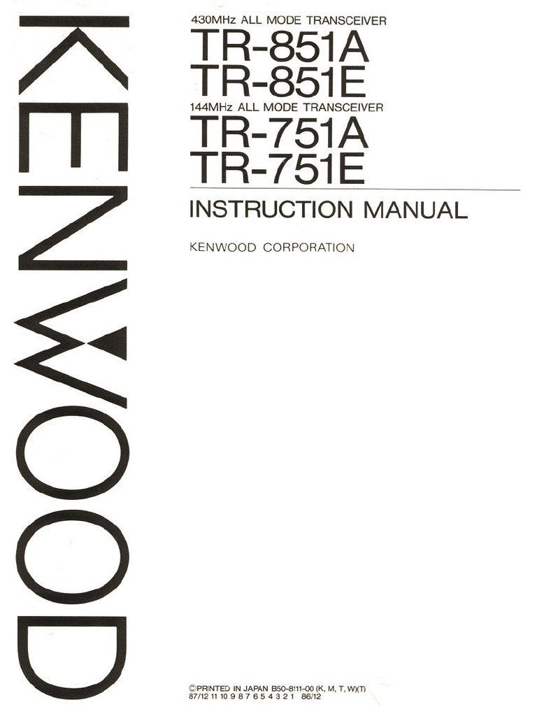 TR-751-TR-851 (Manual) | PDF