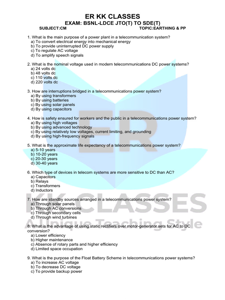 Earthing & PP MCQ Part 1 | PDF | Direct Current | Voltage