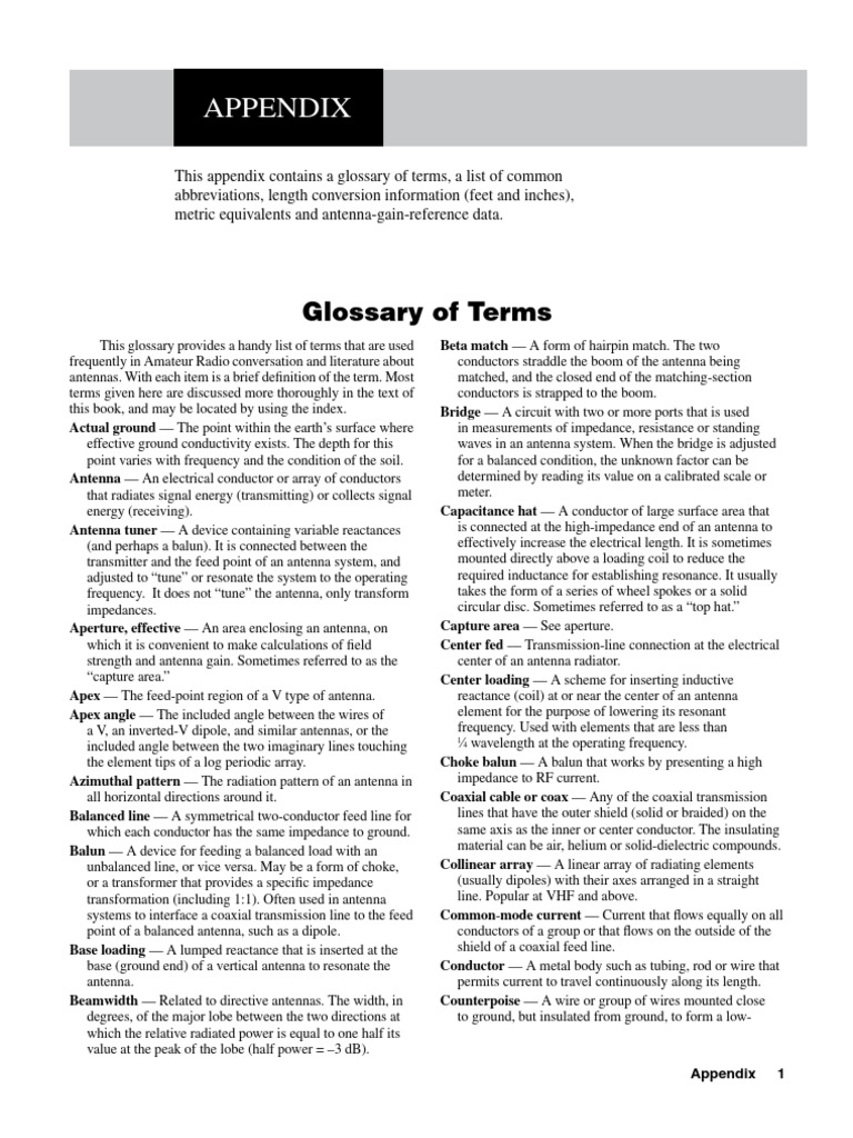Appendix: Glossary of Terms | Download Free PDF | Antenna (Radio ...