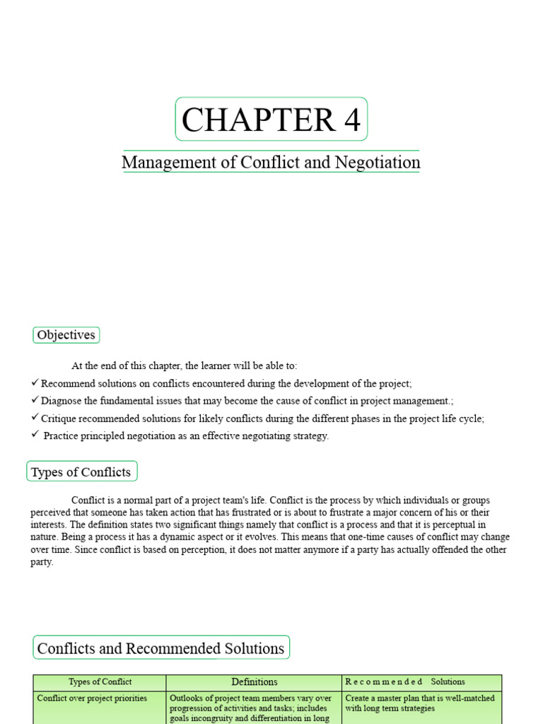 Project Management Chapter 4 | PDF | Negotiation | Project Management